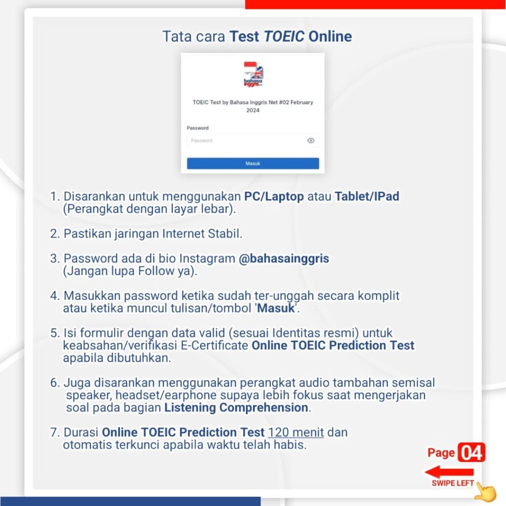 Tes TOEIC Online Gratis (Listening - Reading) - Bersertifikat